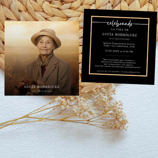 Espanol Memorial Service | Spanish Photo Funeral Invitation | Zazzle