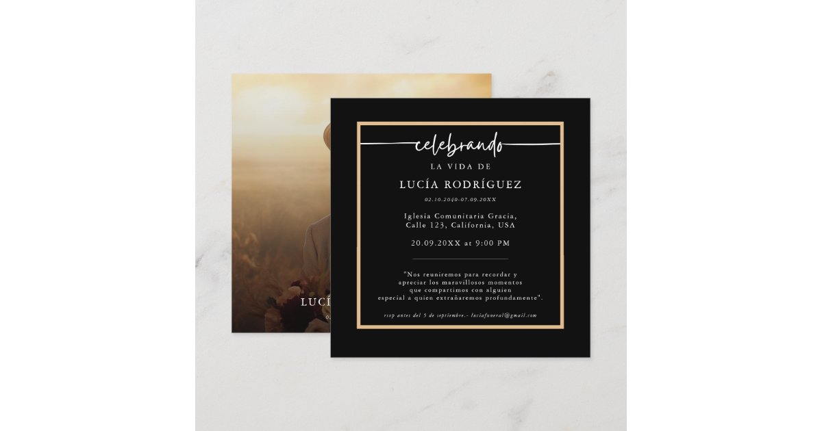Espanol Memorial Service | Spanish Photo Funeral Invitation | Zazzle