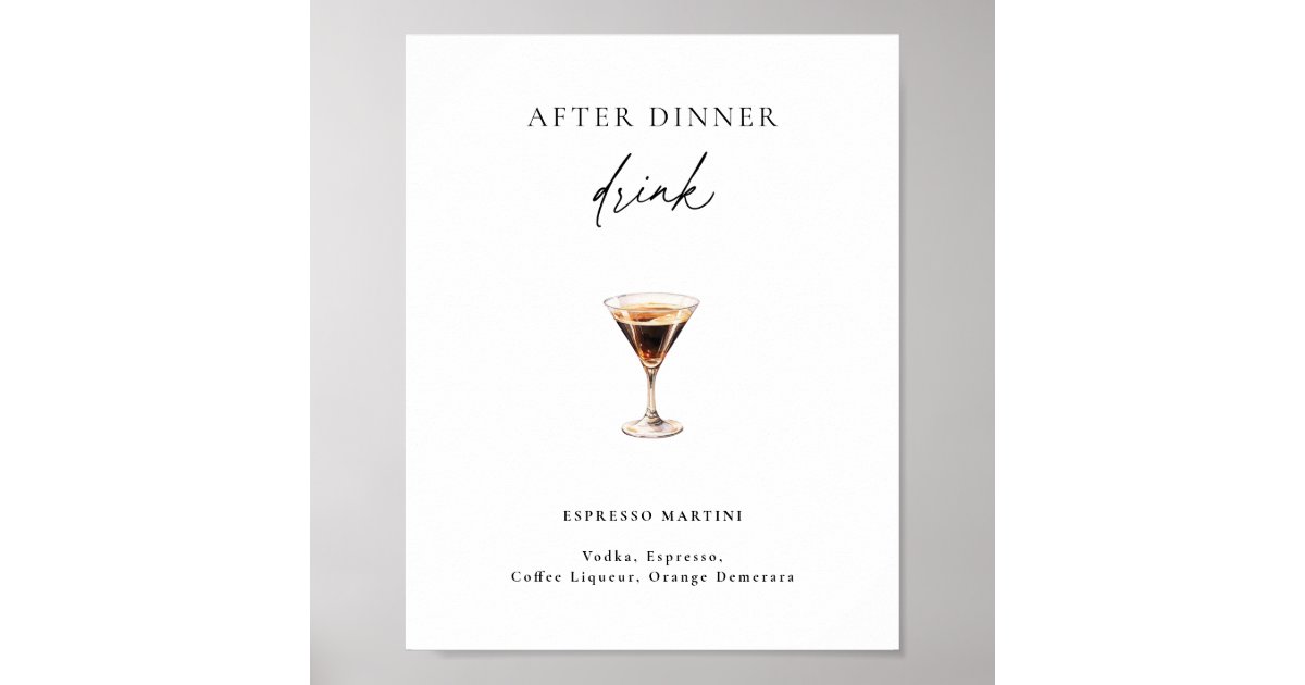 Espresso Martini After Dinner Drink Poster | Zazzle