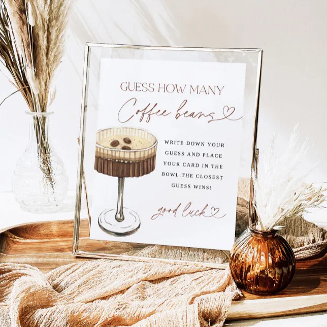 Espresso Martini Bridal Shower Guess How Many Sign | Zazzle