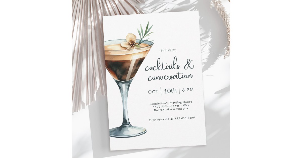 Espresso Martini Cocktails and Conversation Event Invitation | Zazzle