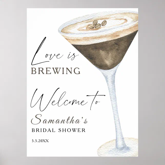 Espresso Martini Welcome Bridal shower Poster | Zazzle