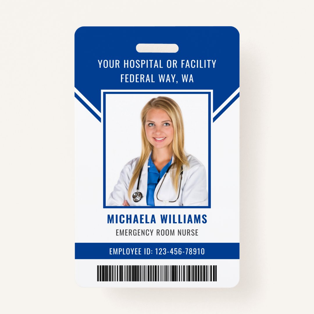 Essential Employee Barcode Photo Security ID Badge | Zazzle