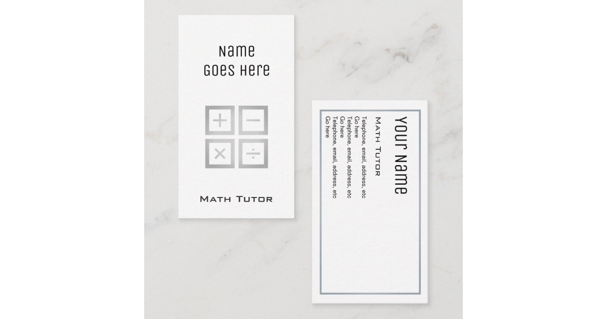 "Essential" Math Tutor Business Cards | Zazzle
