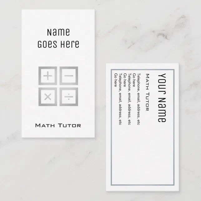 "Essential" Math Tutor Business Cards | Zazzle