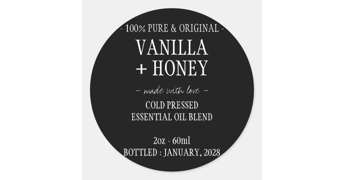 Essential Oil Cosmetic Aromatheraphy Bottle Classic Round Sticker | Zazzle