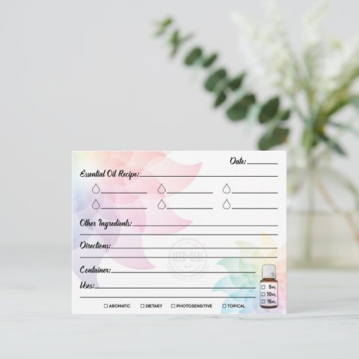 Essential Oil Recipe Postcard | Zazzle