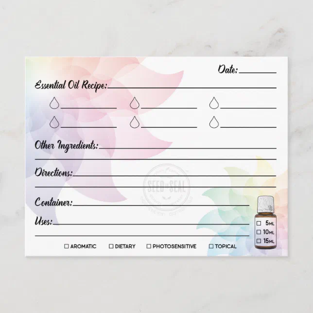 Essential Oil Recipe Postcard | Zazzle