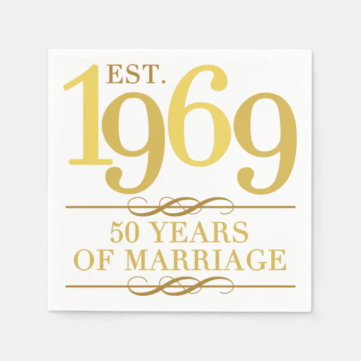 Est. 1969 50th Wedding Anniversary Napkins | Zazzle