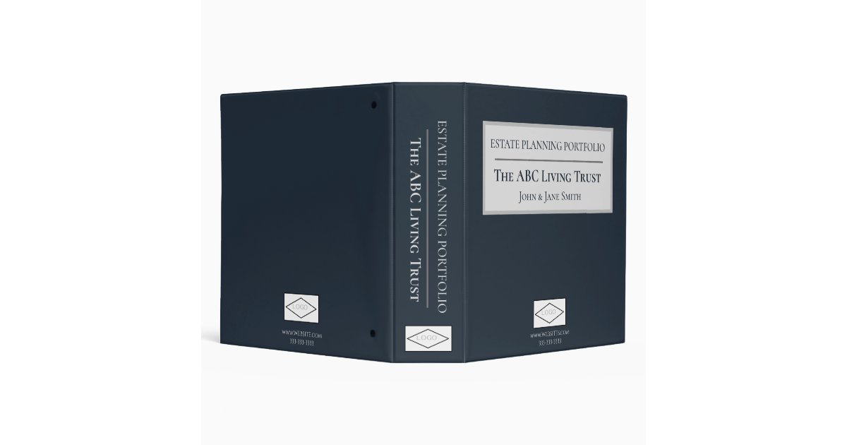 Estate Planning Binder (Navy with Logo) | Zazzle