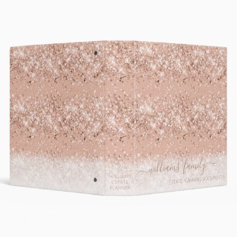 Estate Planning Custom Rose Gold Glitter Binder | Zazzle