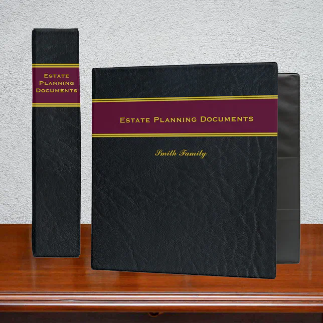 Estate Planning Faux Black Leather binder | Zazzle