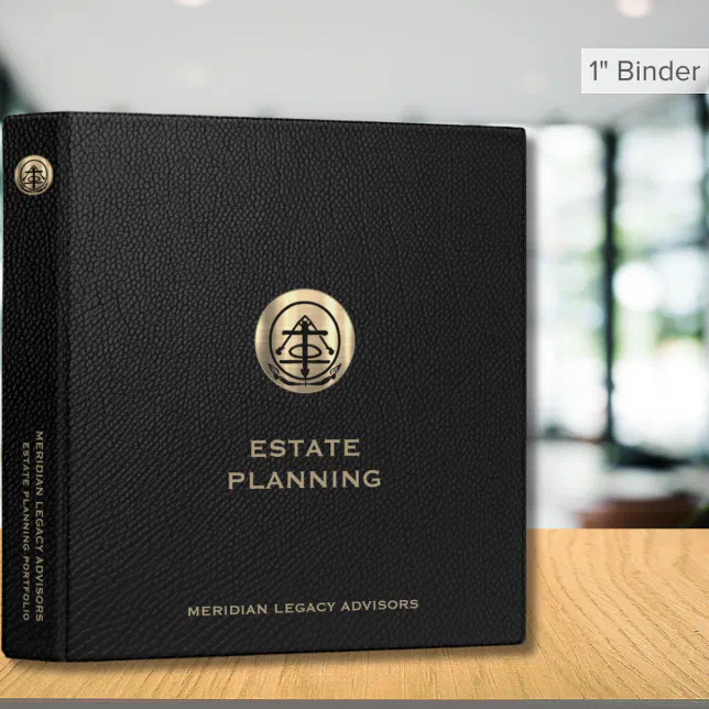 Estate Planning Portfolio Black Gold Seal Logo 3 Ring Binder | Zazzle