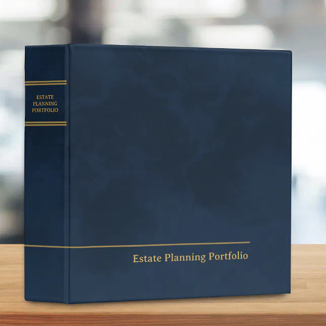 Estate Planning Portfolio Blue | Gold 3 Ring Binder | Zazzle