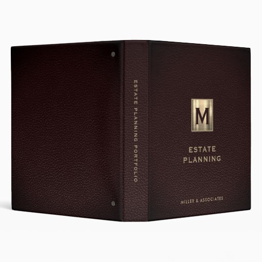 Estate Planning Portfolio Leather Gold 3 Ring Binder | Zazzle