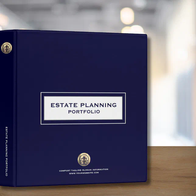 Estate Planning Portfolio Navy and Gold 3 Ring Binder | Zazzle