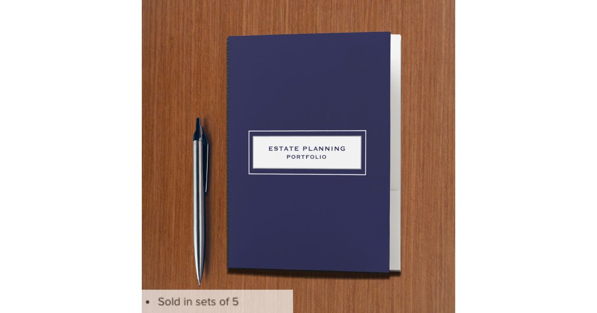 Estate Planning Portfolio Navy Blue Pocket Folder | Zazzle