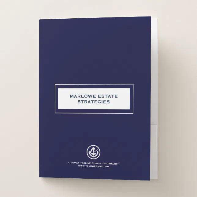 Estate Planning Portfolio Navy Blue with Logo Pocket Folder | Zazzle