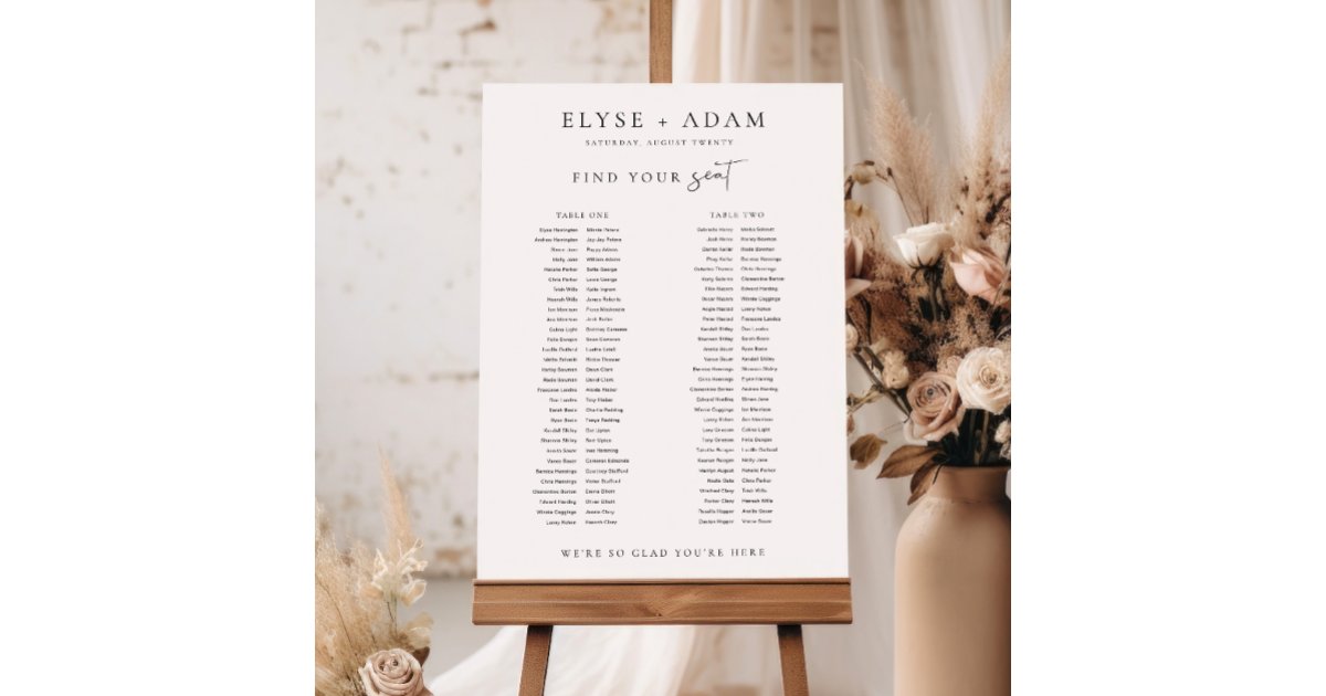 Estelle Minimal 2 Banquet Table Seating Poster | Zazzle