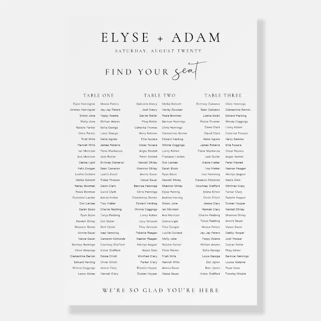 Estelle Minimal 3 Banquet Table Plan Foam Board | Zazzle
