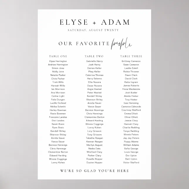 Estelle Minimal 3 Banquet Table Seating Poster | Zazzle