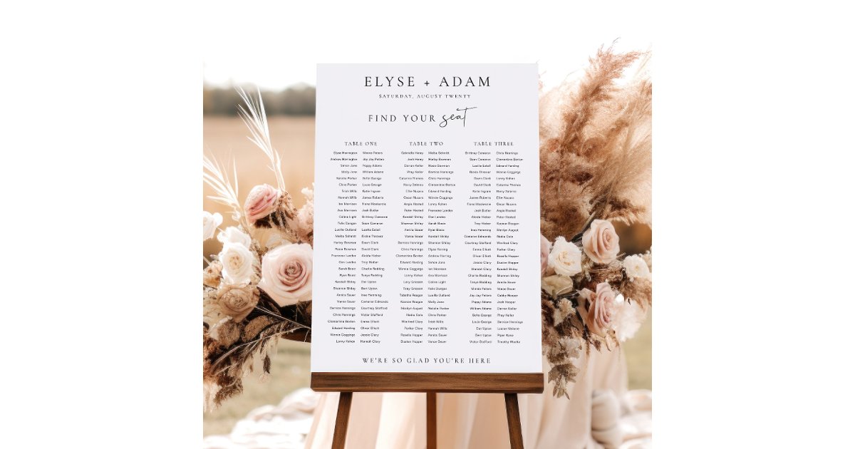 Estelle Minimal 3 Banquet Table Seating Poster | Zazzle