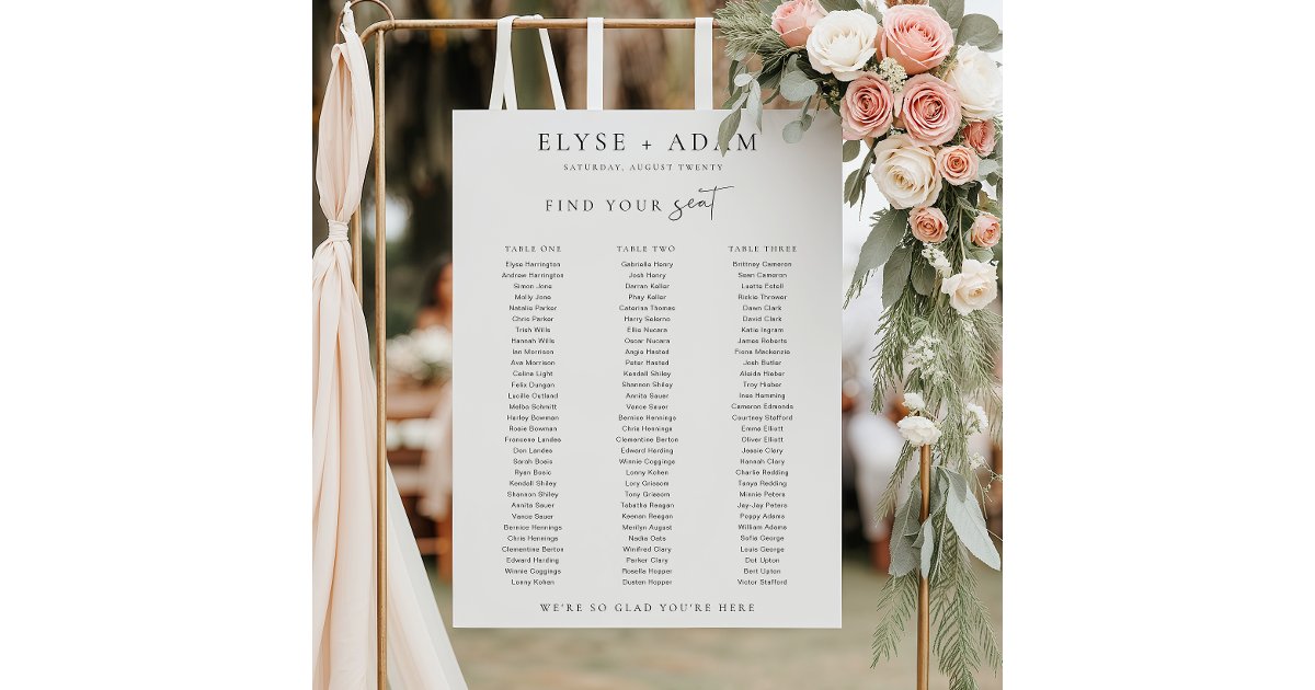 Estelle Minimal 3 Banquet Table Seating Poster | Zazzle