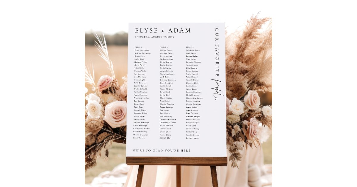 Estelle Minimal 3 Long Tables Seating Poster | Zazzle