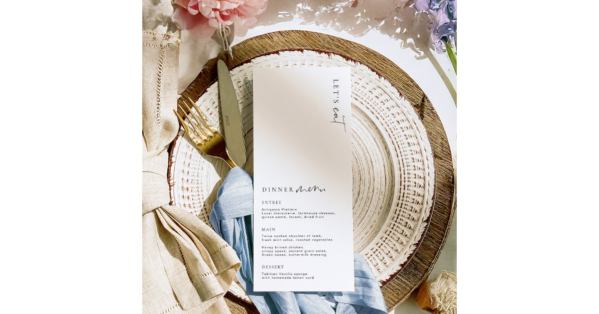 Estelle Minimalist Wedding Long Menu | Zazzle