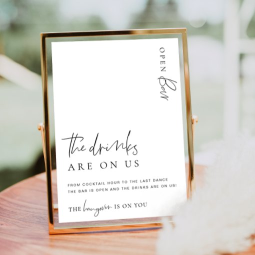 Estelle Modern Minimal Open Bar Menu Sign | Zazzle