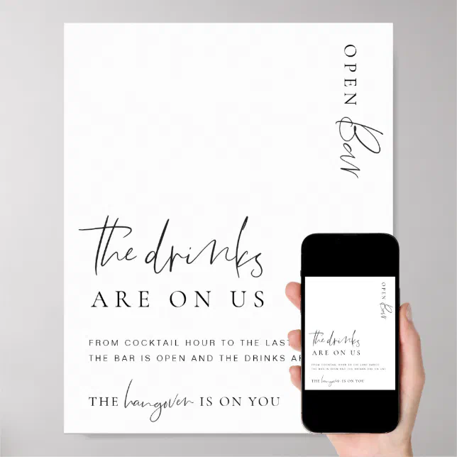 Estelle Modern Minimal Open Bar Menu Sign | Zazzle