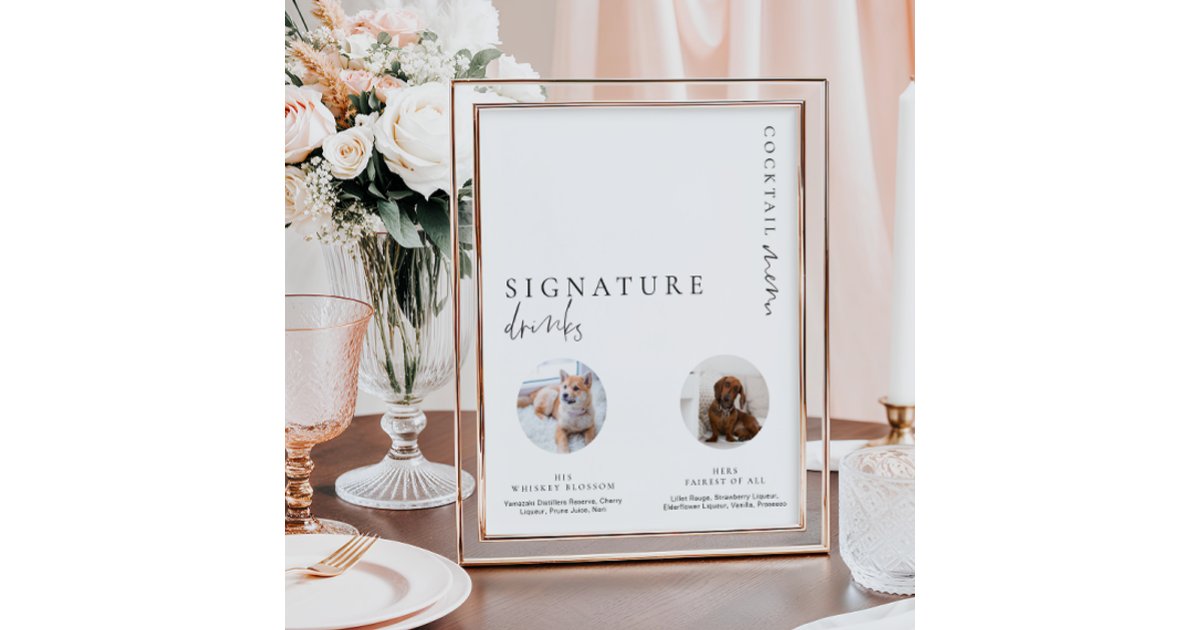 Estelle Modern Minimal Photo Signature Drinks Sign | Zazzle