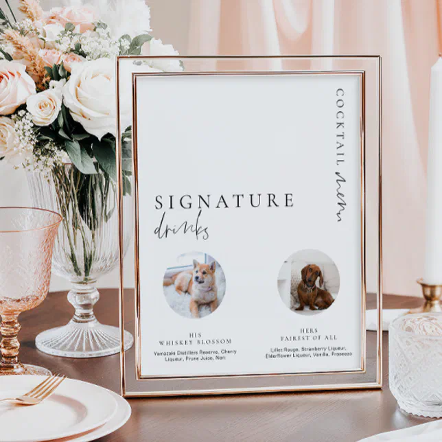 Estelle Modern Minimal Photo Signature Drinks Sign | Zazzle
