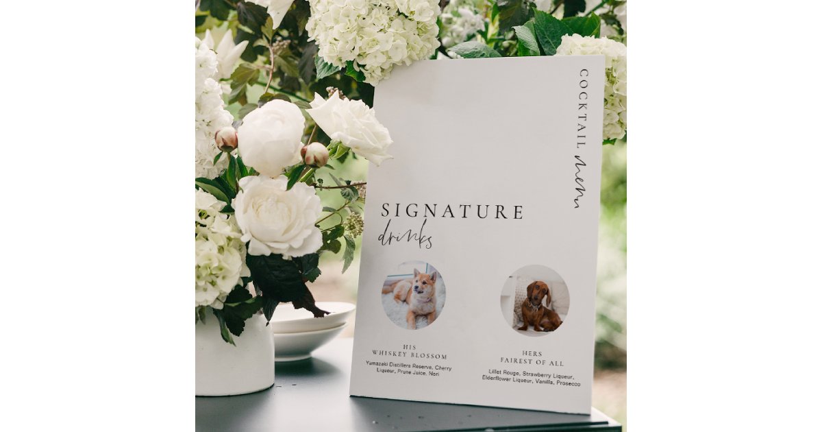 Estelle Modern Minimal Photo Signature Drinks Sign | Zazzle