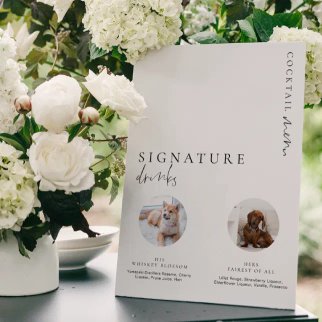 Estelle Modern Minimal Photo Signature Drinks Sign | Zazzle