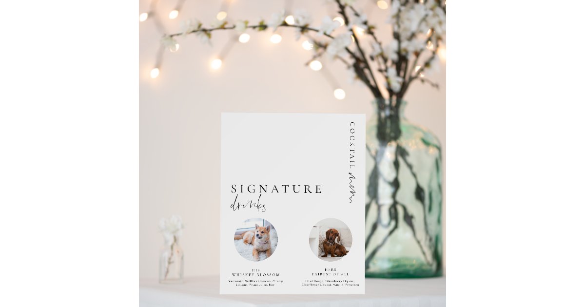 Estelle Modern Minimal Photo Signature Drinks Sign | Zazzle