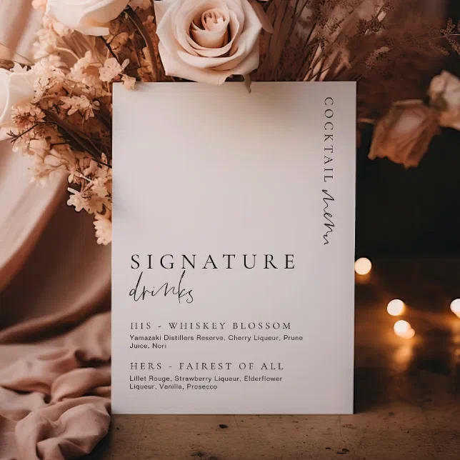 Estelle Modern Minimal Signature Drinks Sign | Zazzle