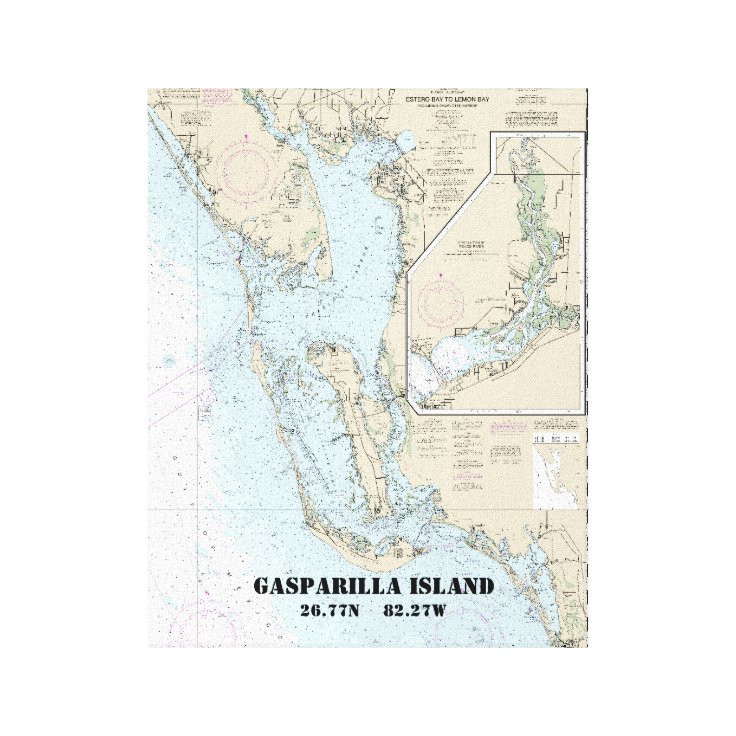 Estero Bay to Lemon Bay Nautical Chart 11426 Canvas Print | Zazzle