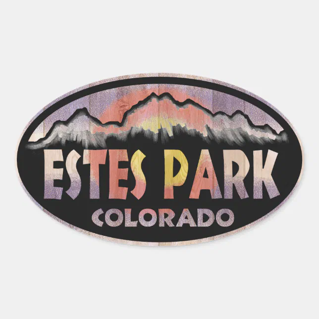 Estes Park Colorado wood flag oval stickers | Zazzle