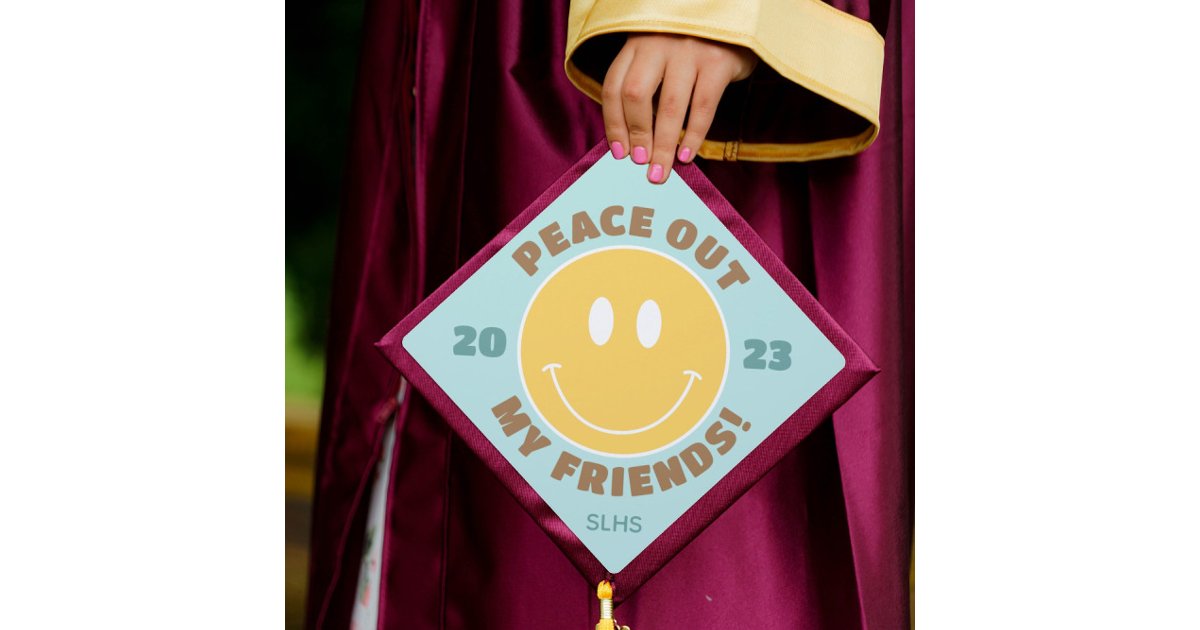 Esthetic Peace Out Friends Vintage 2023 Graduation Cap Topper | Zazzle