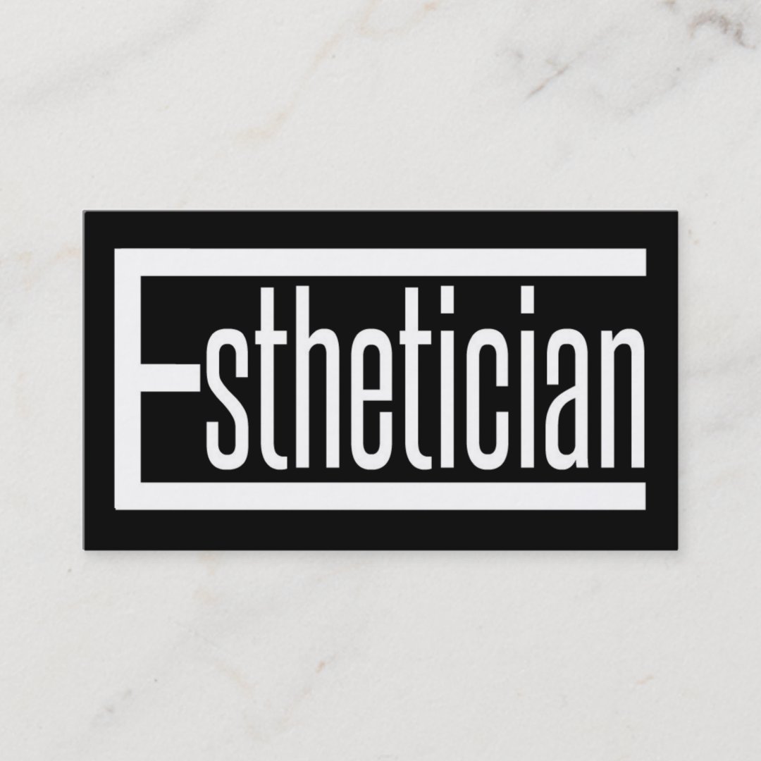 Esthetician Word Black and White Business Card | Zazzle