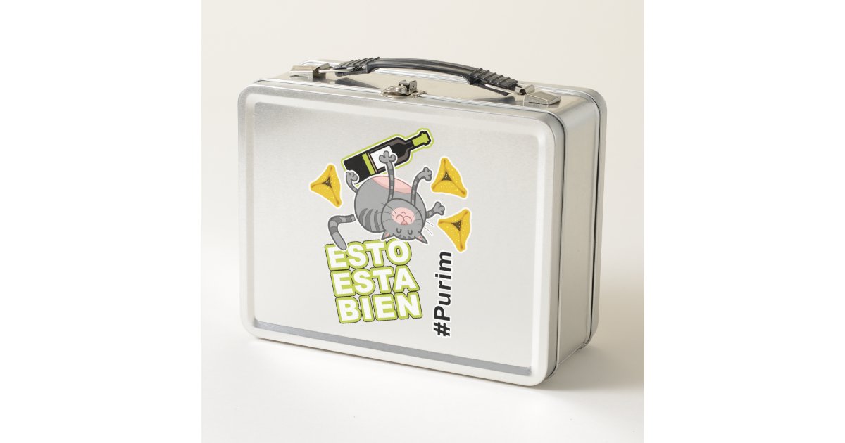 Esto Esta Bien. Funny Purim Cat. Spanish Metal Lunch Box | Zazzle