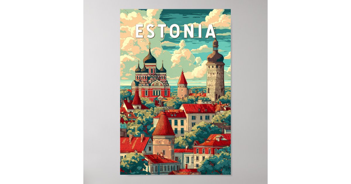 Estonia Illustration Travel Art Vintage Poster | Zazzle