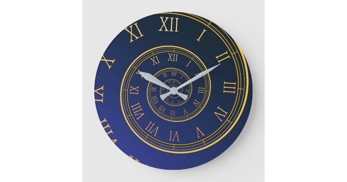 Eternal Clocks, Blue Spiral Roman Large Clock | Zazzle