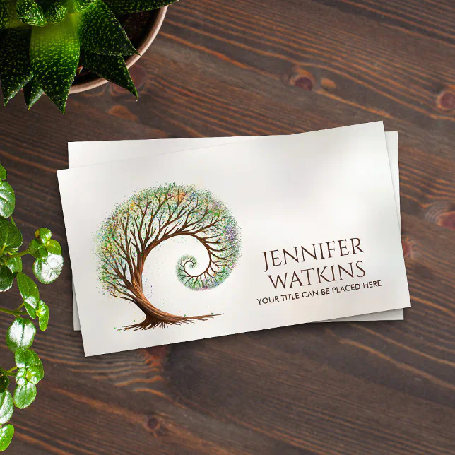 Eternal Growth - Golden Ratio Spiral Tree Business Card | Zazzle