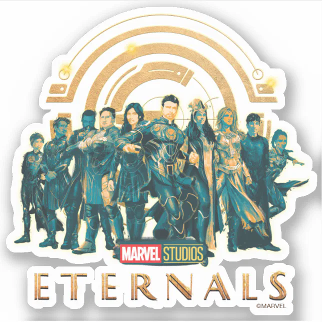 Eternals Group Painted Illustration Sticker | Zazzle