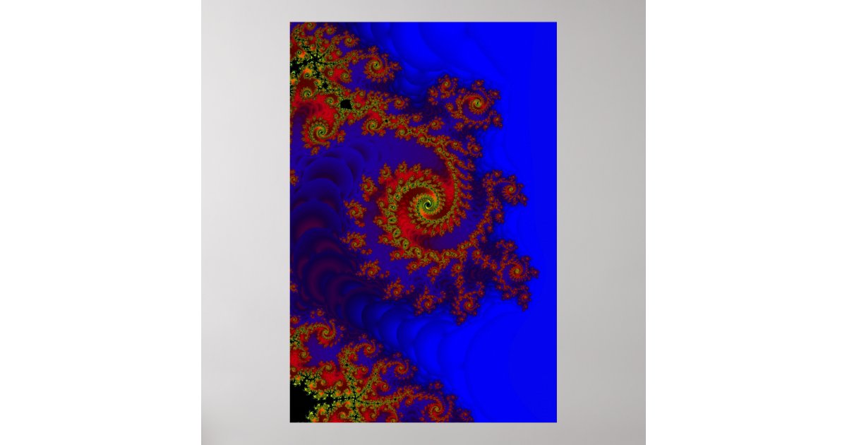 Eternity | Blue and Red Fractal Art Poster | Zazzle