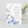 Ethereal Blue Flowers Orthodox Christian Baptism Invitation | Zazzle