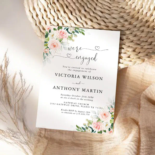 Ethereal Blush Pink Engagement Party Invitation | Zazzle