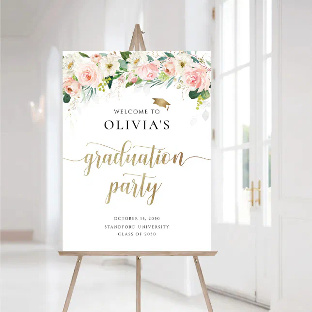 Ethereal Blush Pink Roses Graduation Party Foam Board | Zazzle